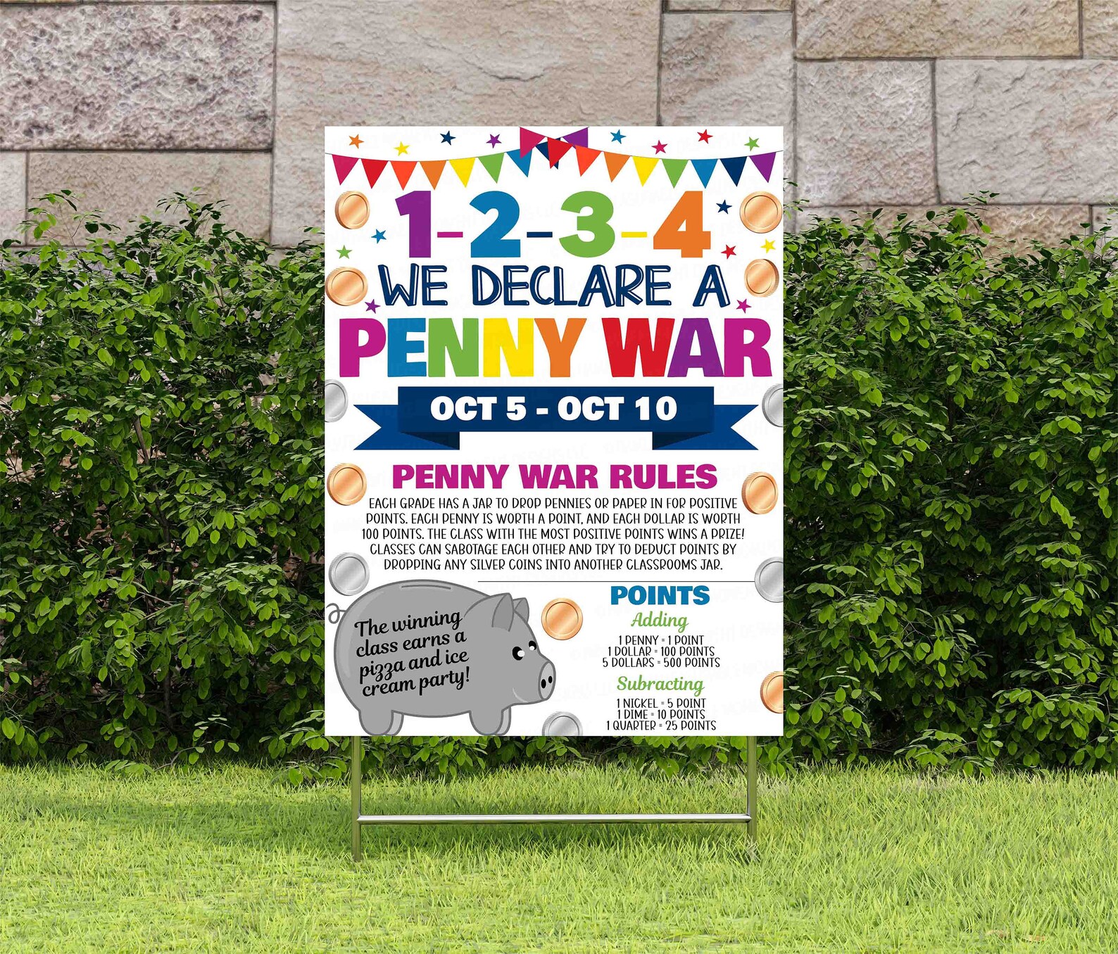 Penny War Fundraiser Flyer, School Fundraiser Event, Printable Editable ...