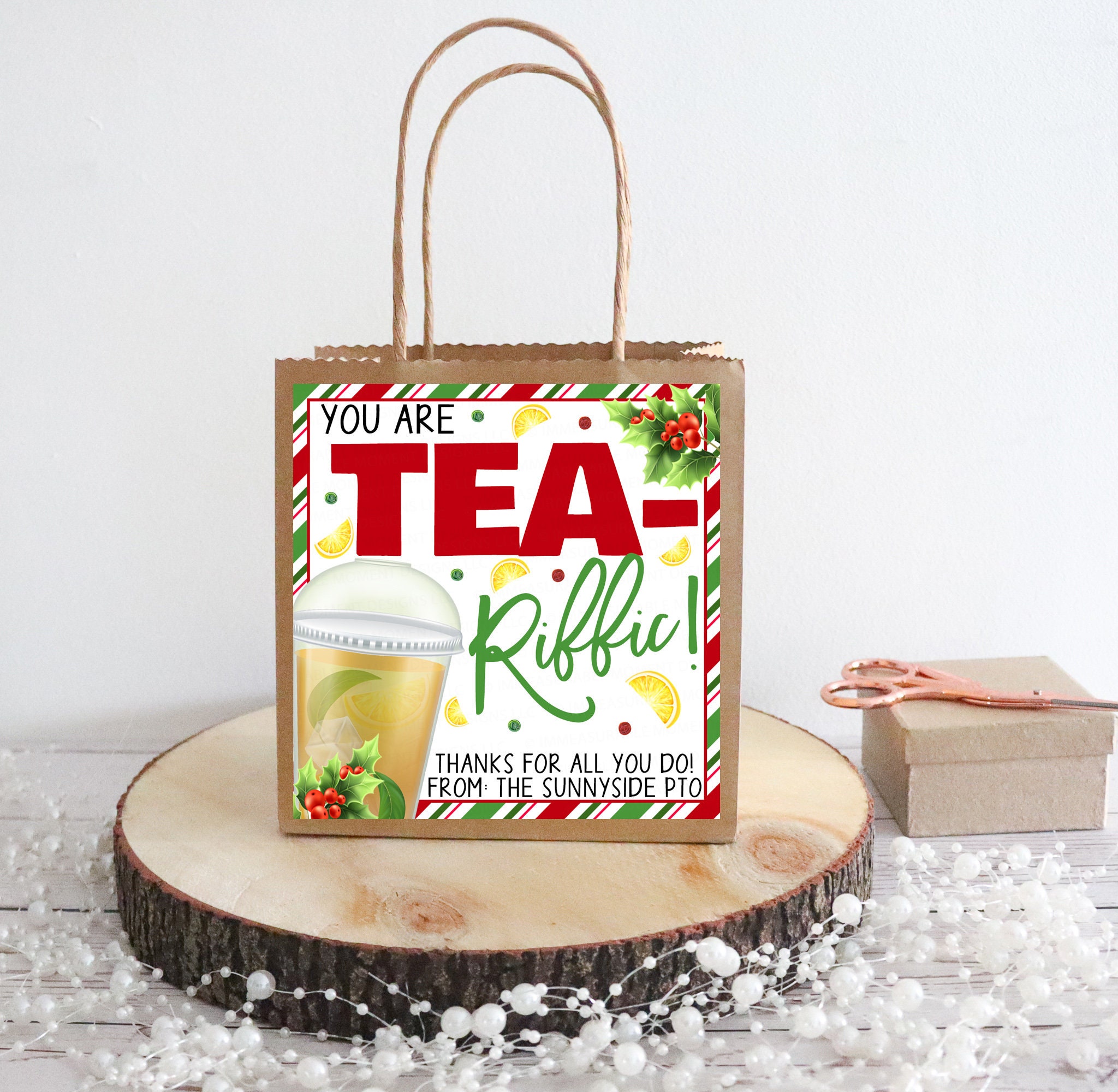Christmas Iced Tea Gift Tags, Editable You Are Tea-riffic, Iced Tea ...