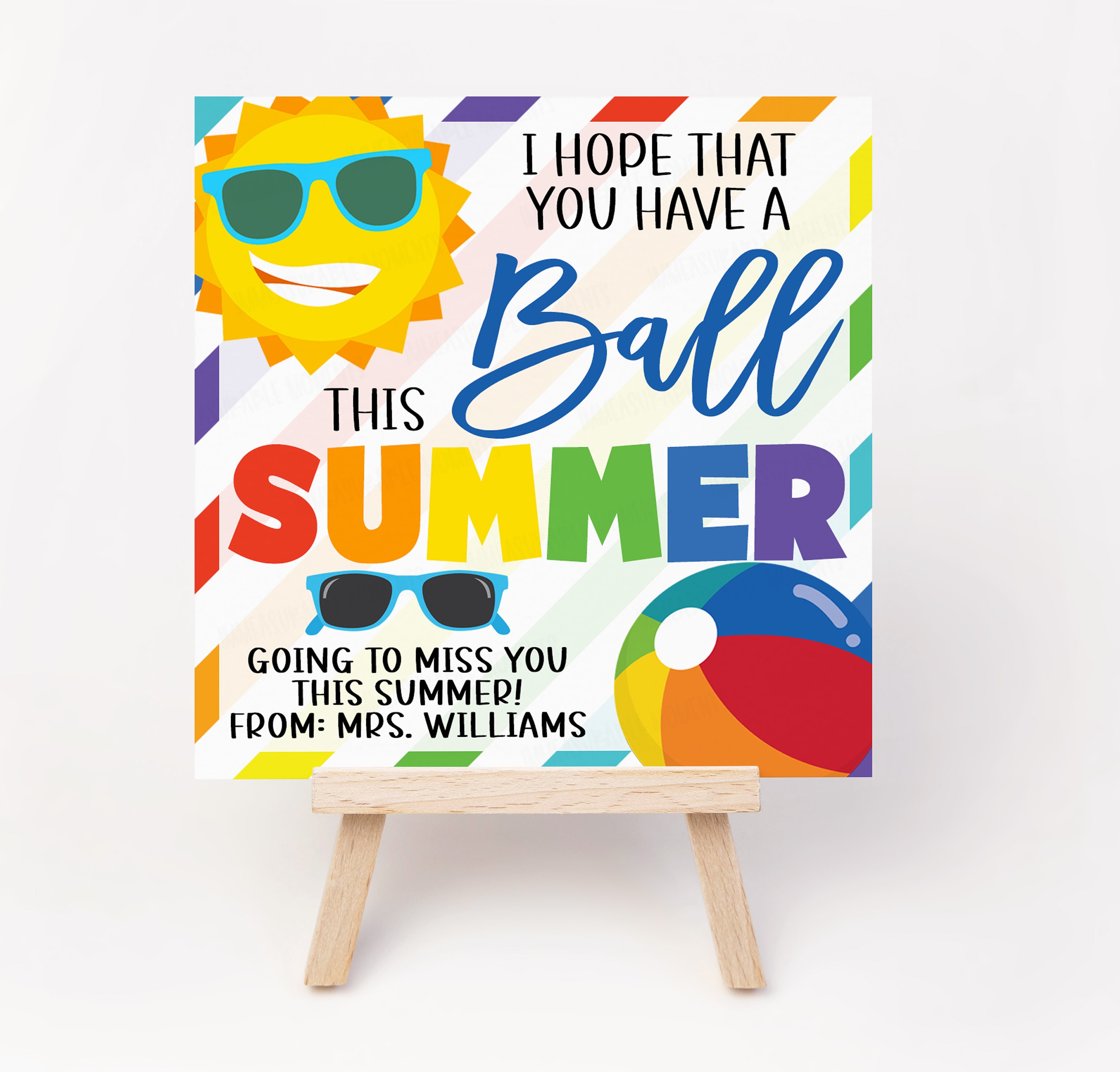 Ball Gift Tag, Summer Theme, End of School, Classroom Student Teacher ...