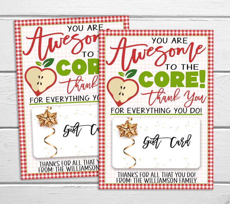 Teacher Apple Gift Card Holder You Are Awesome to the Core - Etsy
