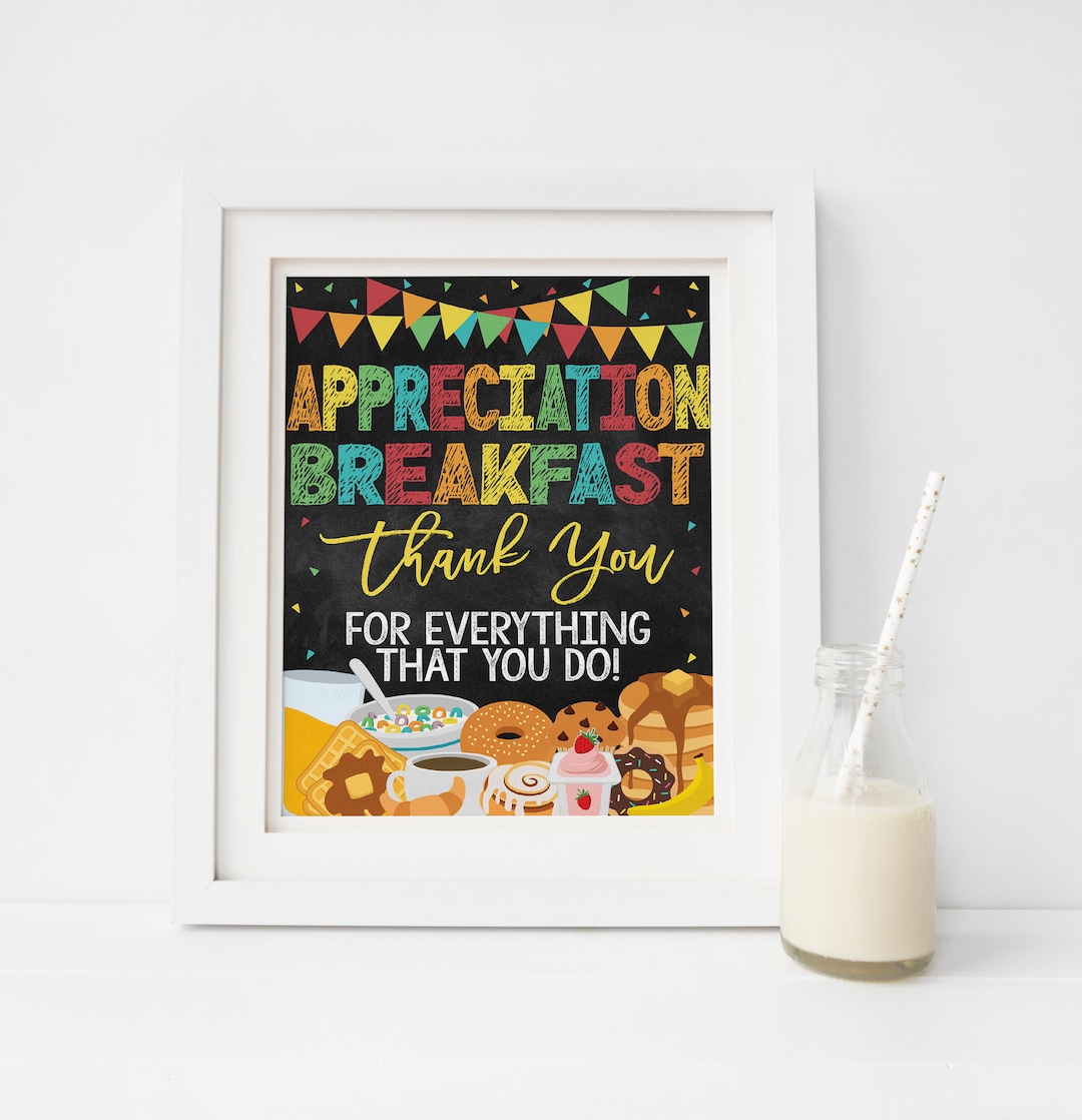 Breakfast Appreciation Sign, Thank You for Everything, Staff Employee ...