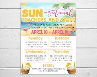 Printable/editable Sun-sational Theme Teacher and Staff - Etsy