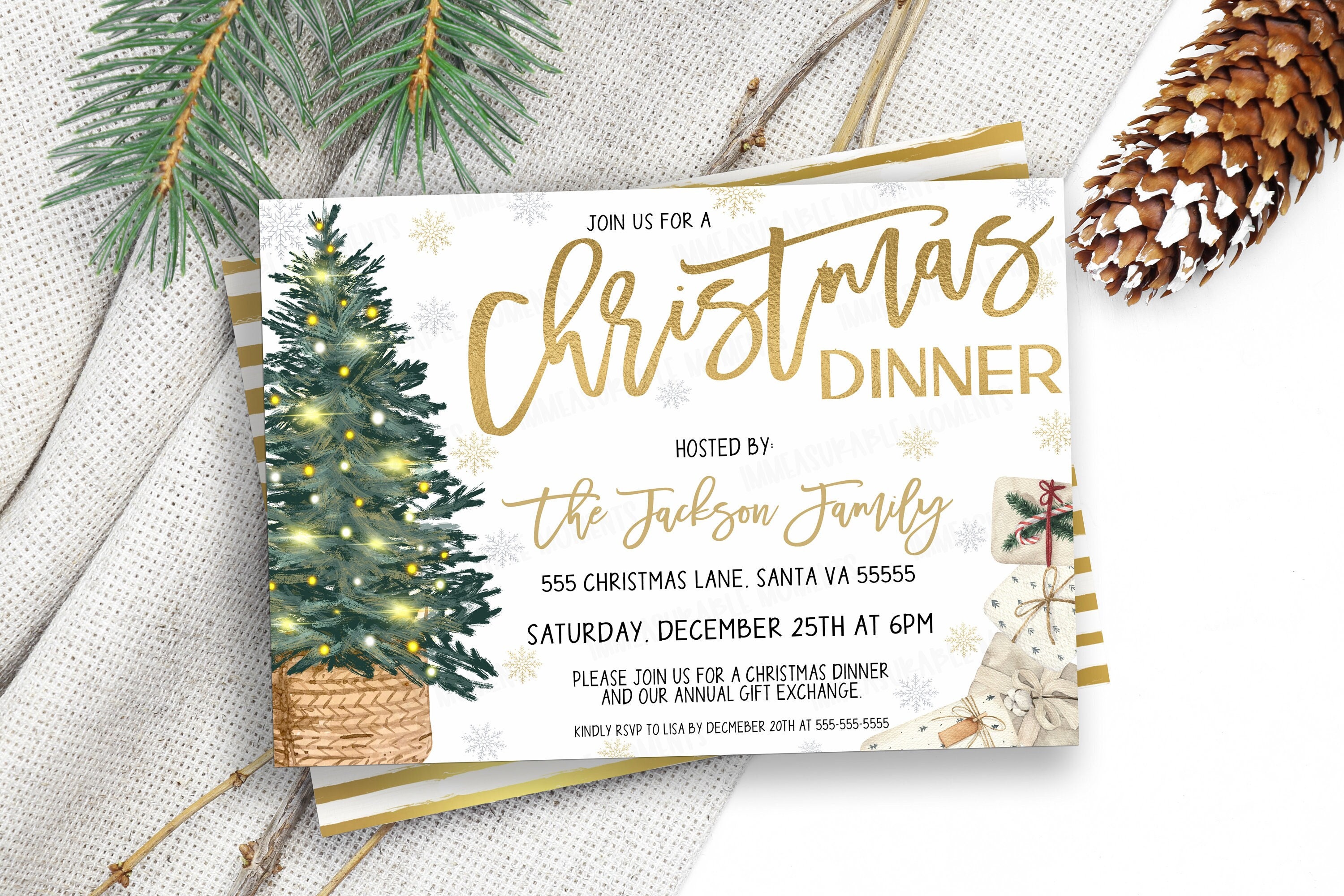 Family Christmas Dinner Invitation