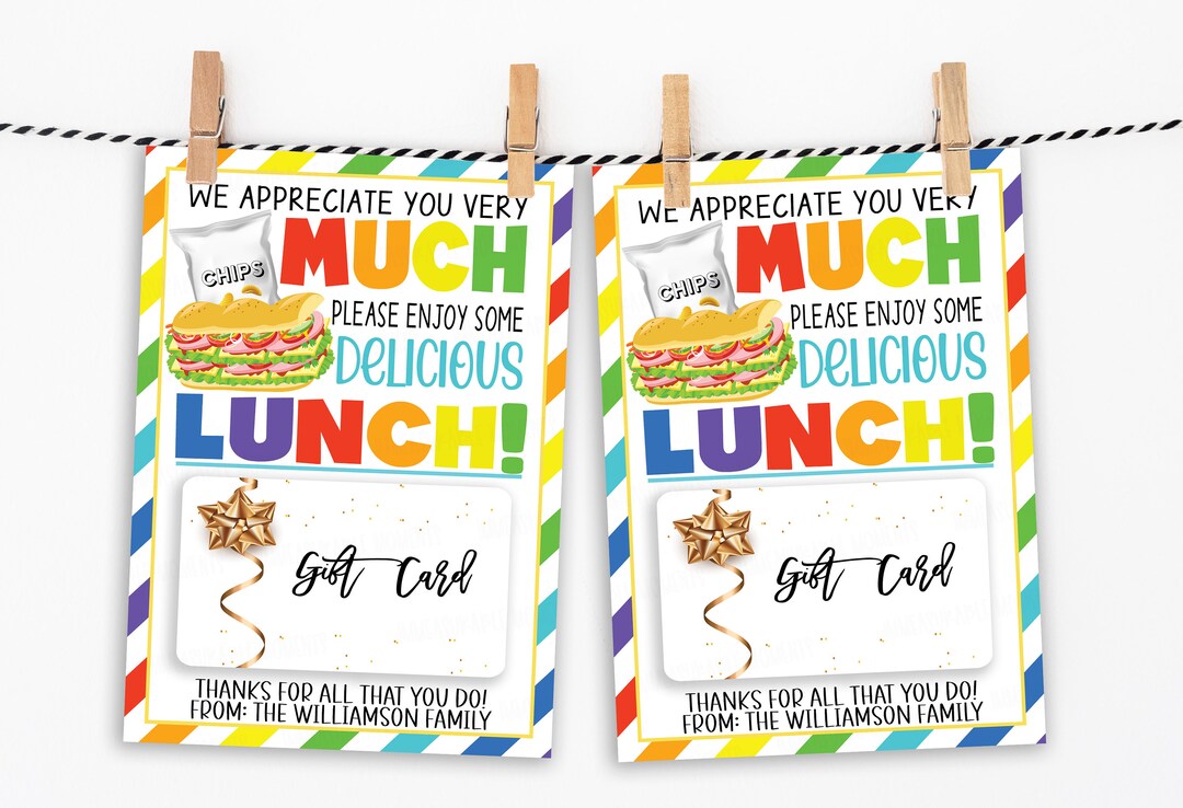 Lunch Gift Card Holder, Editable Thank You Gift Card/tag, Brunch ...