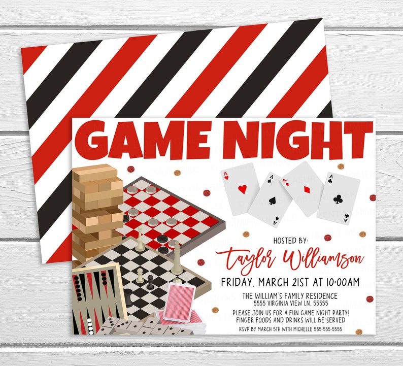 Editable Game Night Invitation Birthday Game Night Party - Etsy