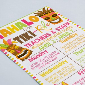 Luau Teacher Appreciation Week Itinerary, You Are Tiki-riffic Beach ...