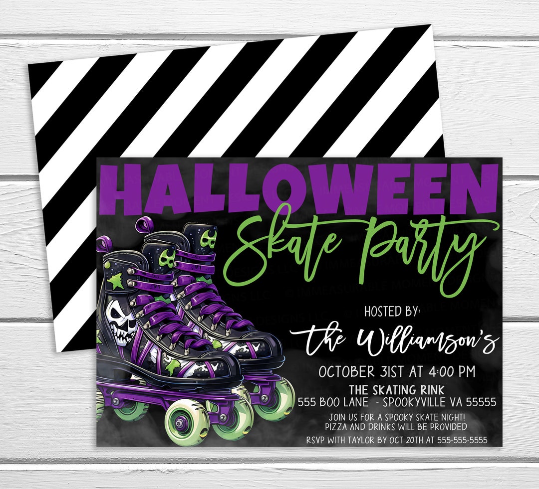Halloween Skate Party Invitation, Halloween Skating Invite, Adult Kids ...