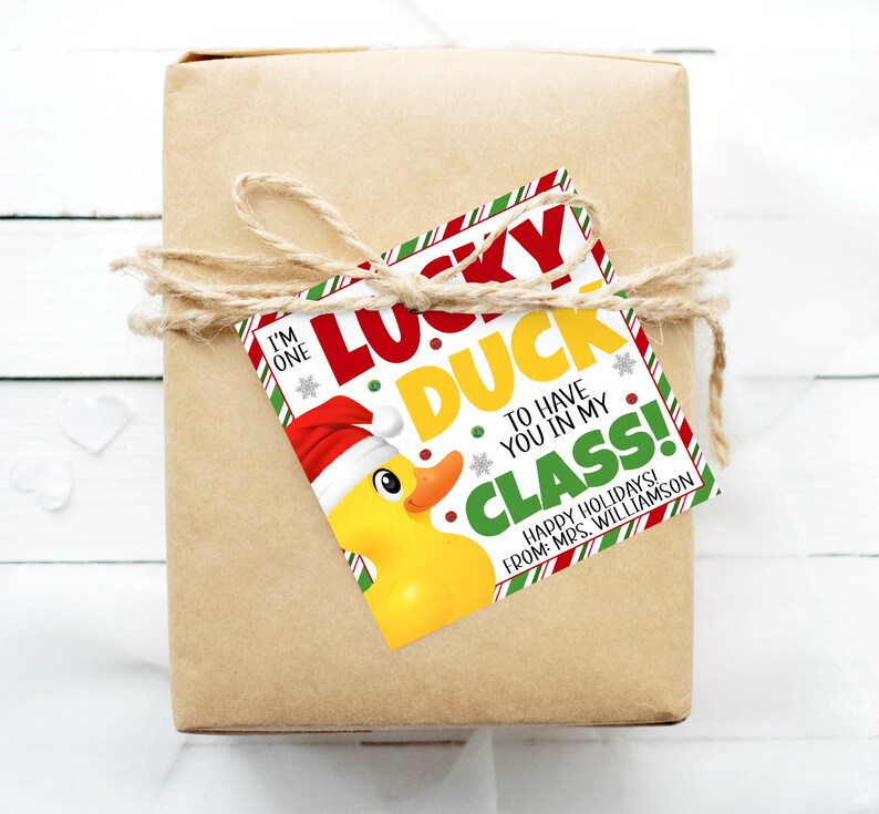 Christmas Rubber Duck Gift Tags, Lucky Duck to Have You in My Class ...