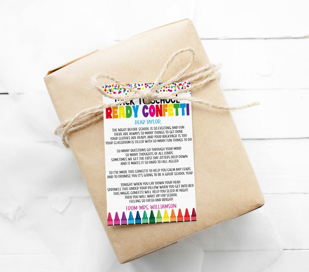 Editable Back to School Ready Confetti Printable, Night Before School ...