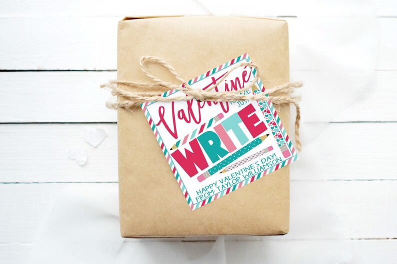 Valentine Pencil Gift Tags, Editable You Are Just Write Gift Tag, Kids ...