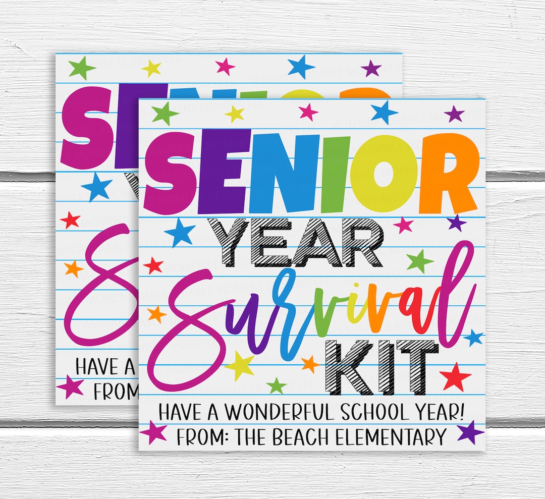 Senior Survival Kit Gift Tag 12th Grade Year High School - Etsy