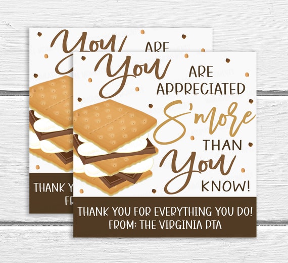 S'more Appreciation Gift Tag, You Are Appreciated S'more Than You Know ...