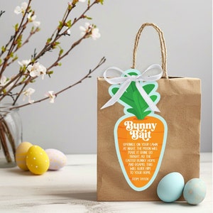 Easter Bunny Bait Gift Tag, Editable Kids Easter Eve Game, Bunny Food ...