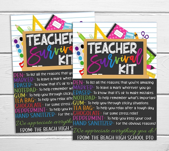 Teacher Survival Kit Gift Tag, Back To School Gift For Teachers ...