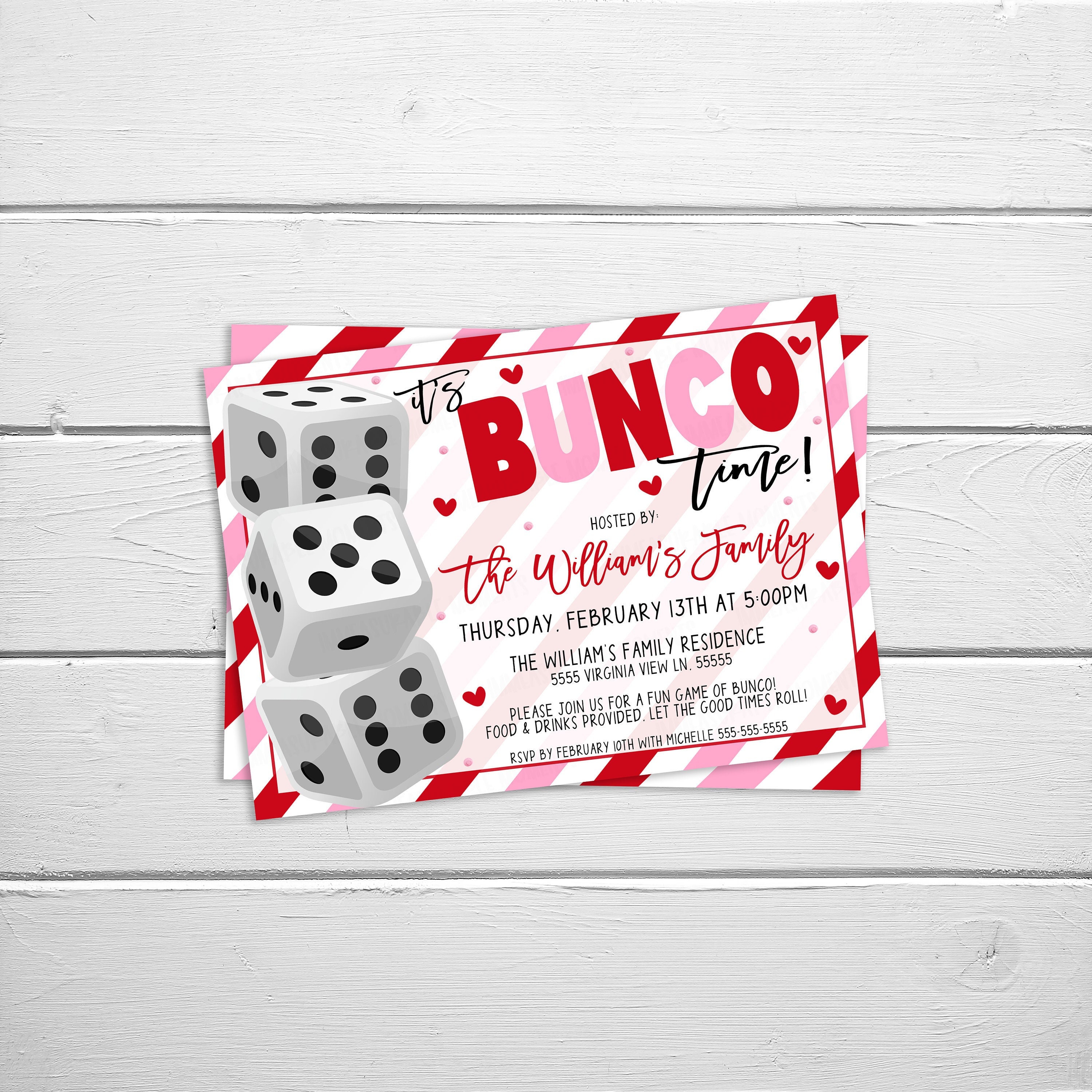 Valentine Bunco Night Invitation Flyer Editable Bunco Dice - Etsy