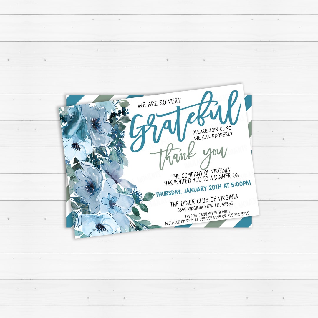 Appreciation Dinner Lunch Invitation, Editable Grateful Staff Employee ...