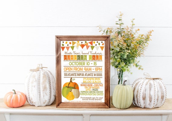 EDITABLE Fall Fundraiser Pumpkin Sale Flyer Invitation, Community ...