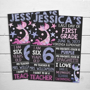 Editable Mermaid Last Day of School Sign, First Day of School, Back to ...