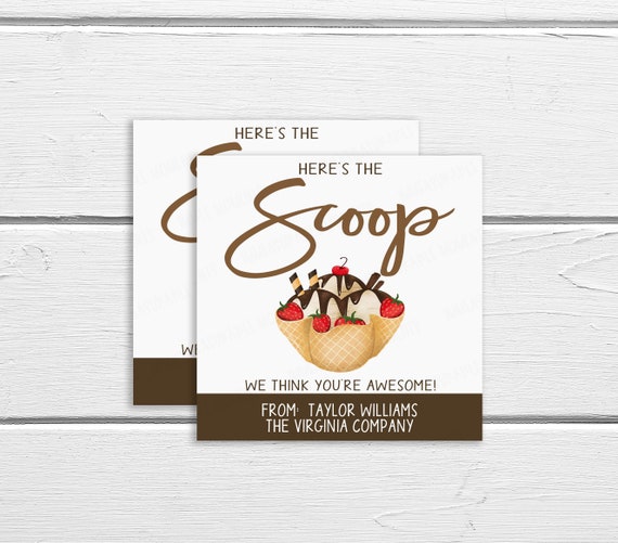 Ice Cream Gift Tag, Here's The Scoop We Think You're Awesome, Employee ...