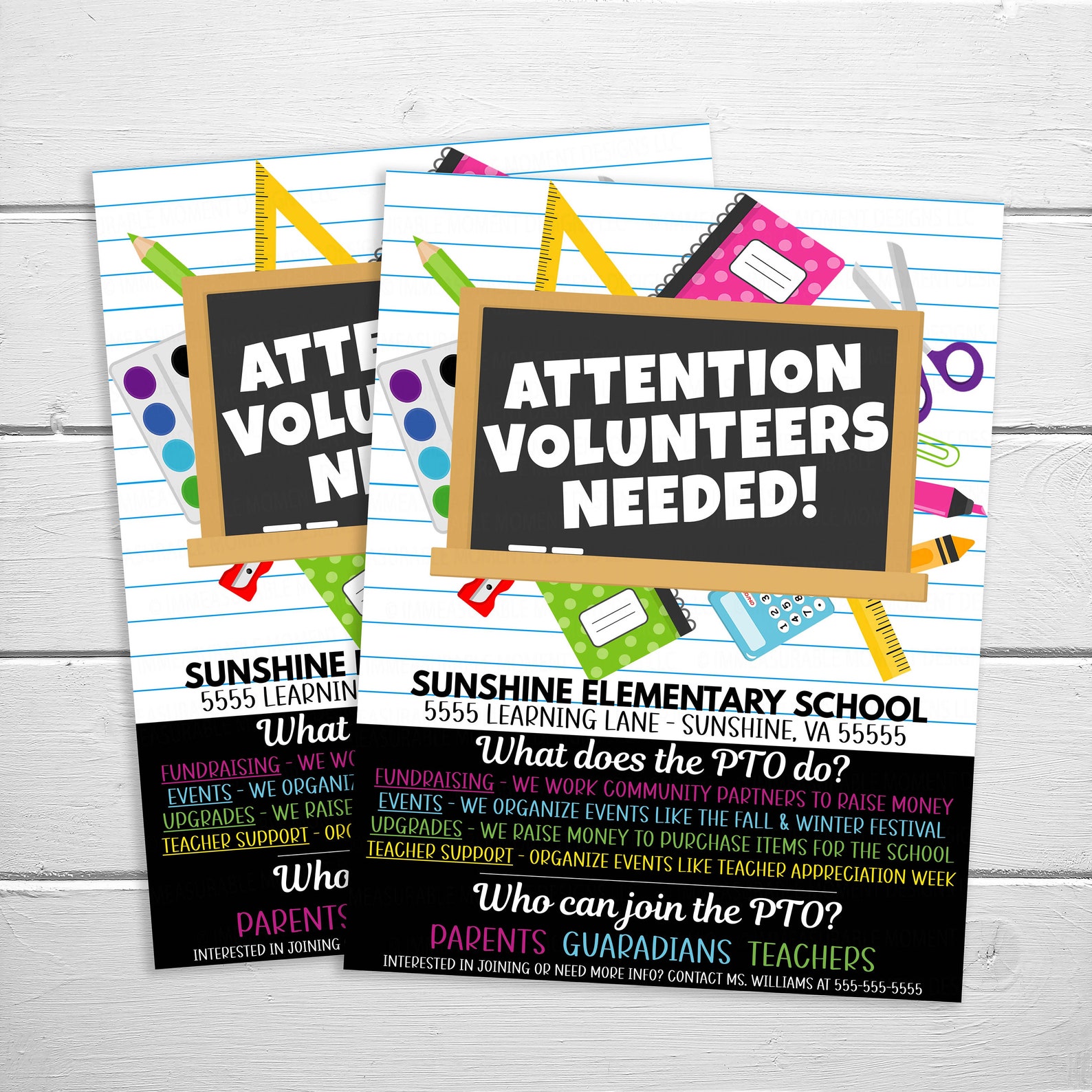 PTO PTA Flyer, Editable Printable Volunteers Needed, Informational Form ...