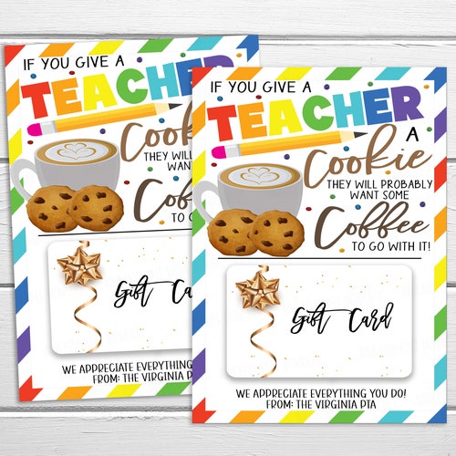 Teacher Appreciation Gift Tag If You Give A Teacher A Cookie - Etsy