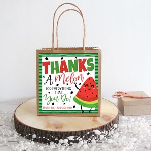 Watermelon Appreciation Gift Tags, Thanks A Melon, Teacher Staff School ...