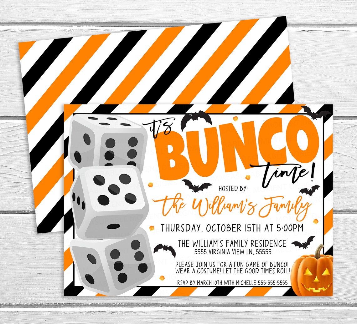 Halloween Bunco Night Invitation Flyer Editable Fall Bunco - Etsy