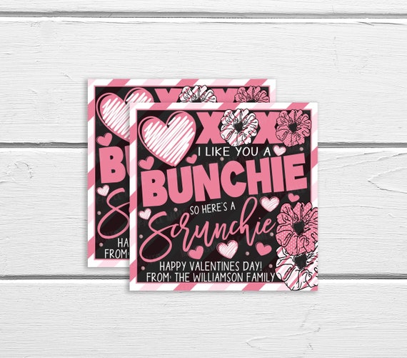 Valentine Scrunchie Tags, Valentine Girl Hair Tie Tag, Scrunchie Gift ...