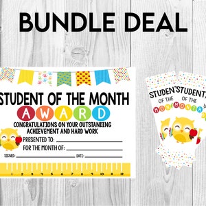 Student of the Month Bundle. Award Certificate and Bookmarks. Digital ...