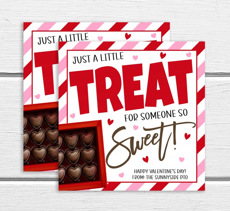 Valentine's Day Chocolate Candy Gift Tags, Treat for Someone Sweet ...