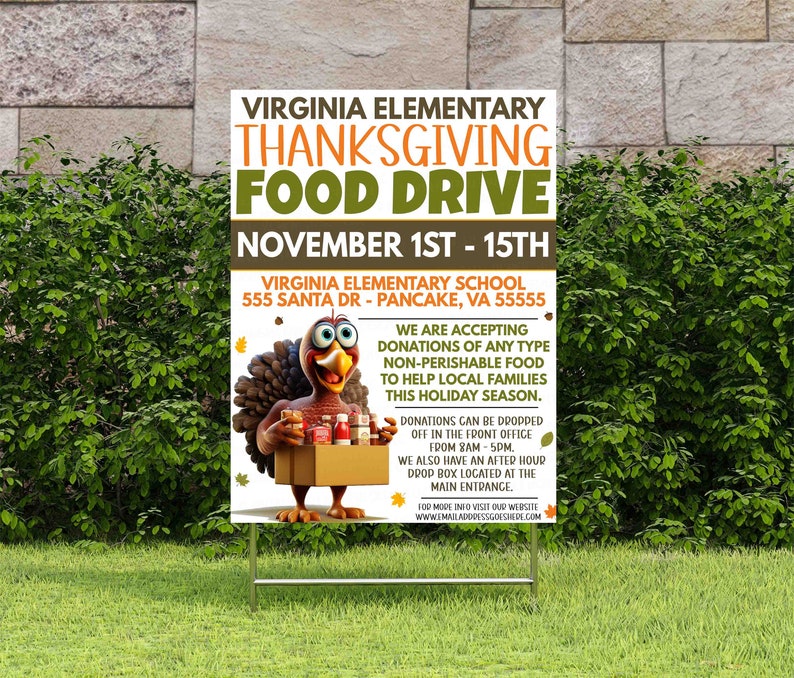 Thanksgiving Food Drive Flyer, Fall Food Donation Drive Fundraiser ...
