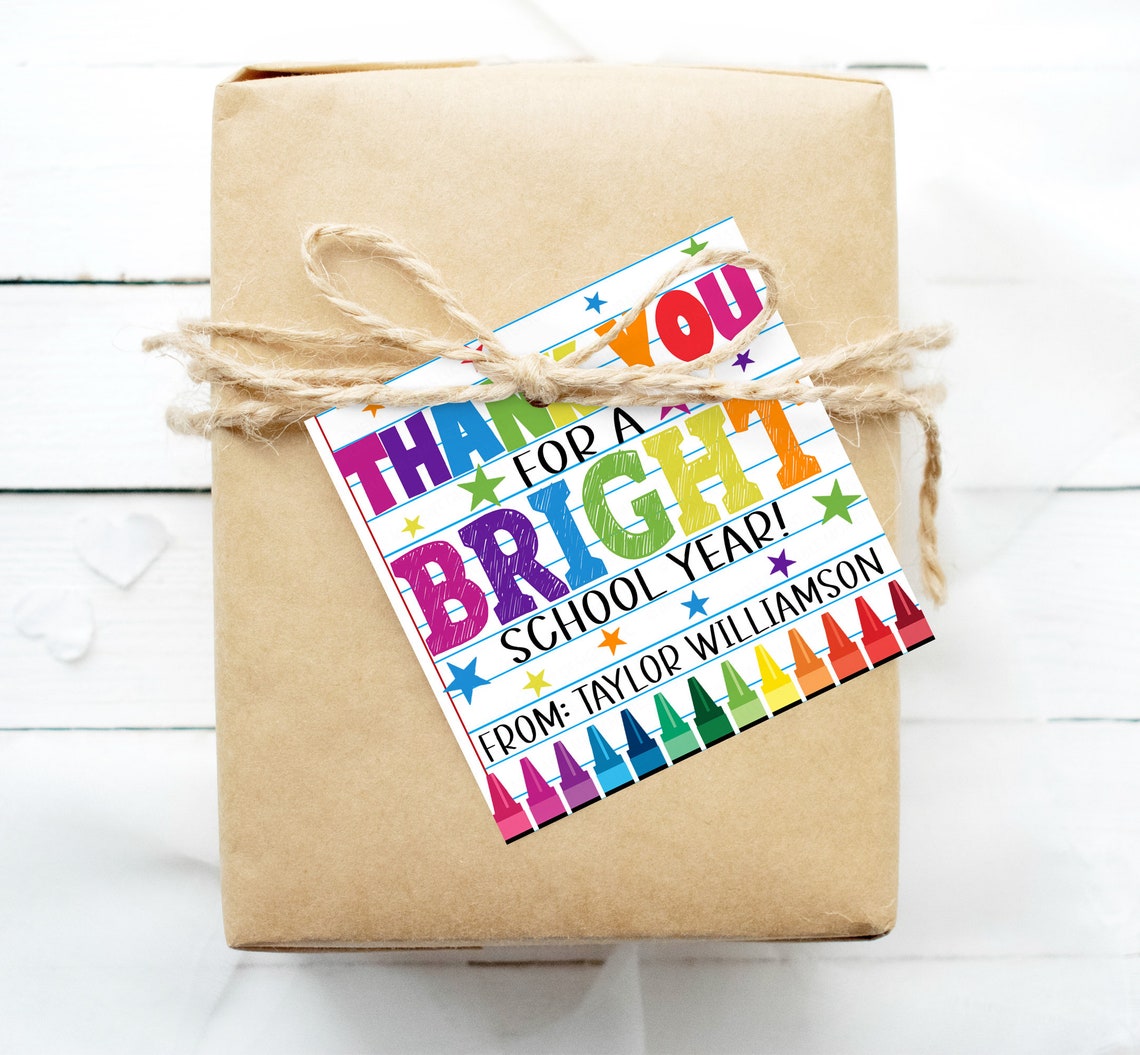 End of School Gift Tag Thank You for A Bright School Year | Etsy