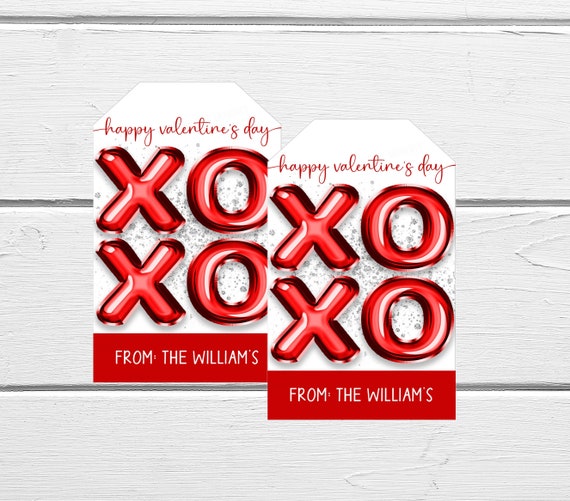 Valentine's XOXO Gift Tags, Editable Love Balloons, Romantic Gift Tags ...