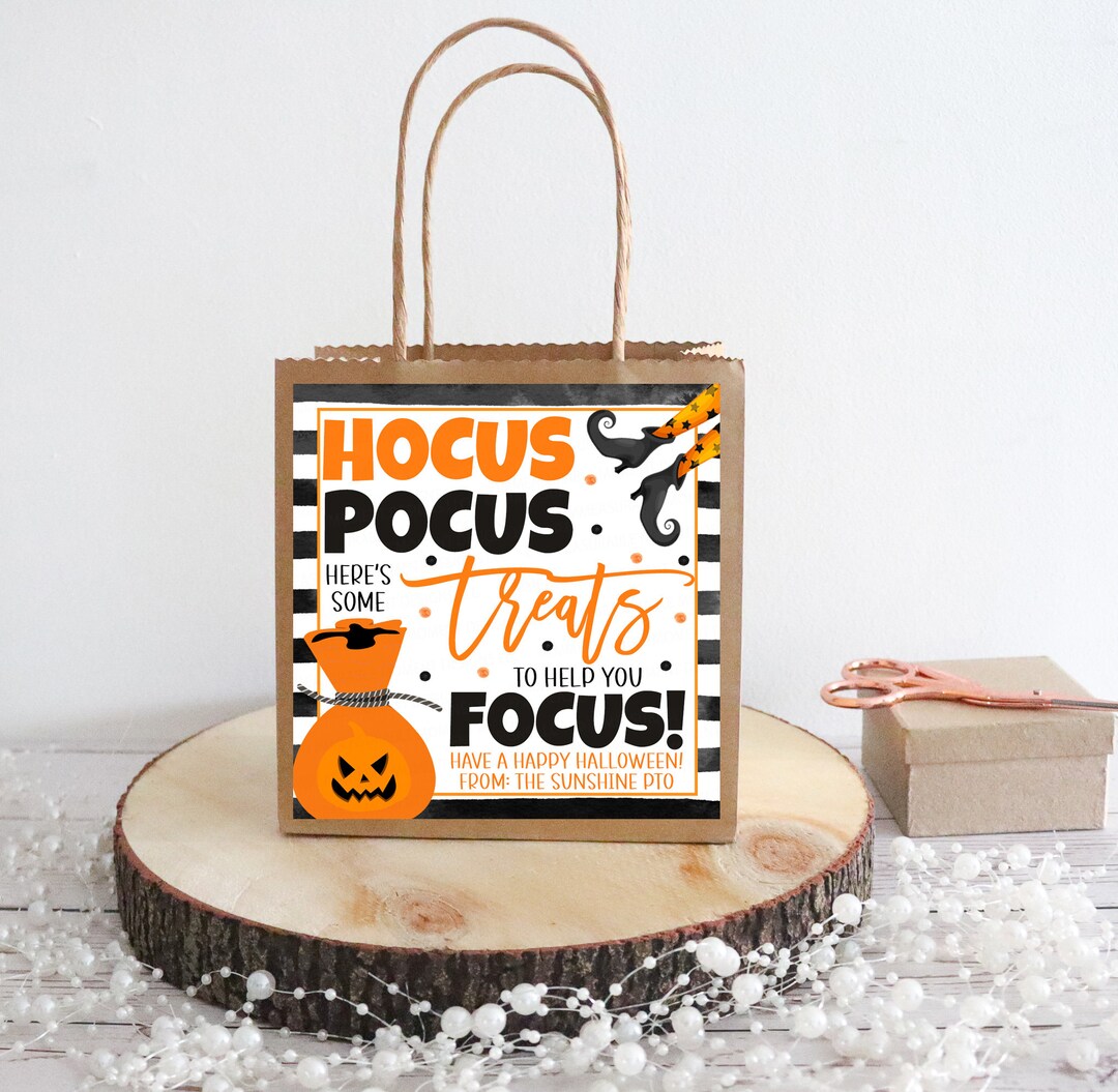 Halloween Candy Gift Tag, Hocus Pocus Treats to Focus, Fall Autumn ...