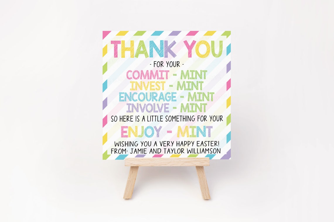 Easter Mint Tags Thank You Labels Mint Candy Gift Tags - Etsy