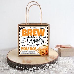 Halloween Appreciation Caffeine Gift Tag, A Brew for You, Coffee Latte ...