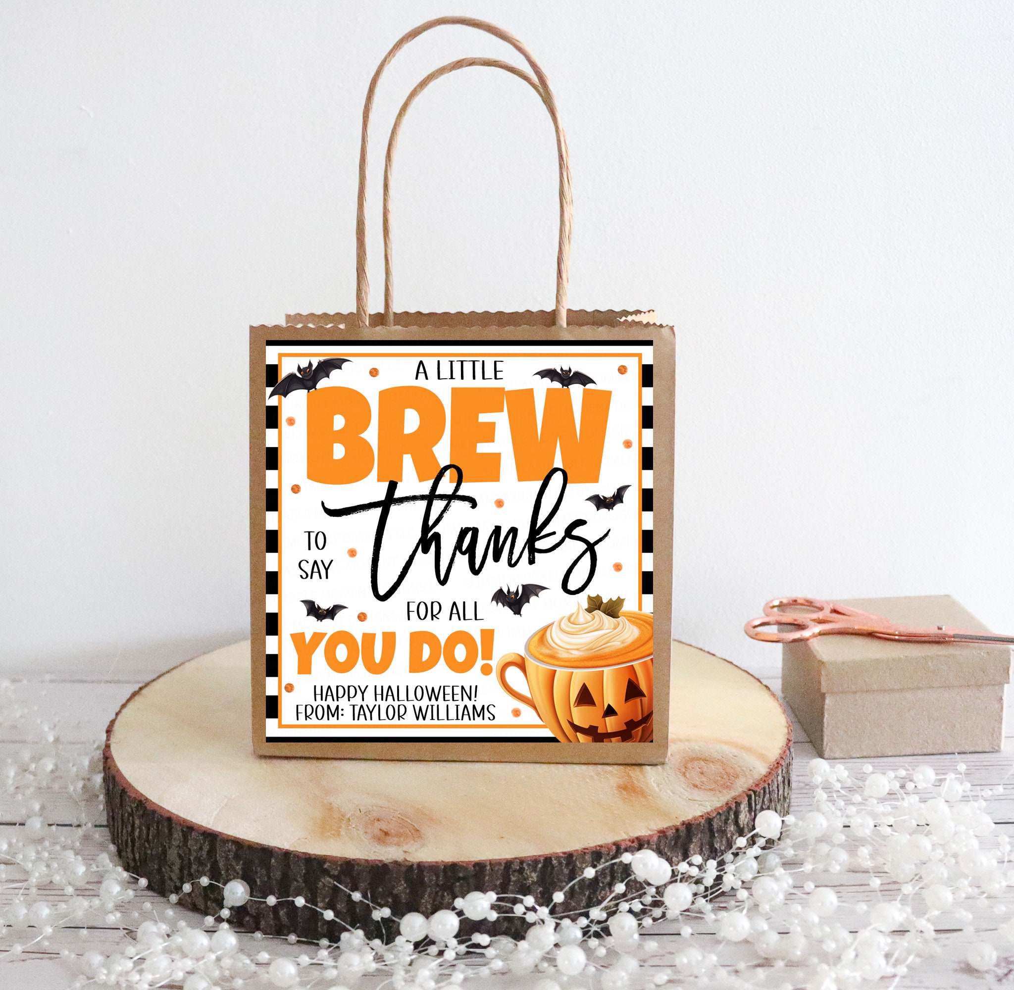 Halloween Appreciation Caffeine Gift Tag, A Brew for You, Coffee Latte ...