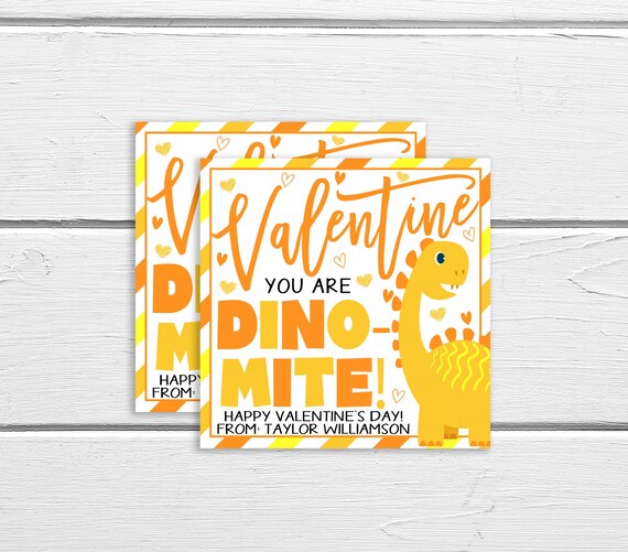 Valentine Dinosaur Gift Tags, Editable Dino Gift Tag, You Are Dino-Mite ...