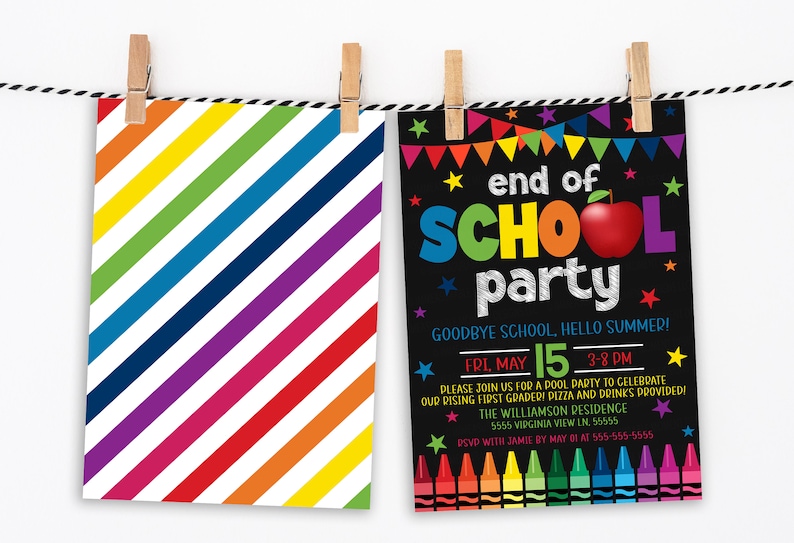 End of School Party Invitation, Editable Last Day of School Party ...
