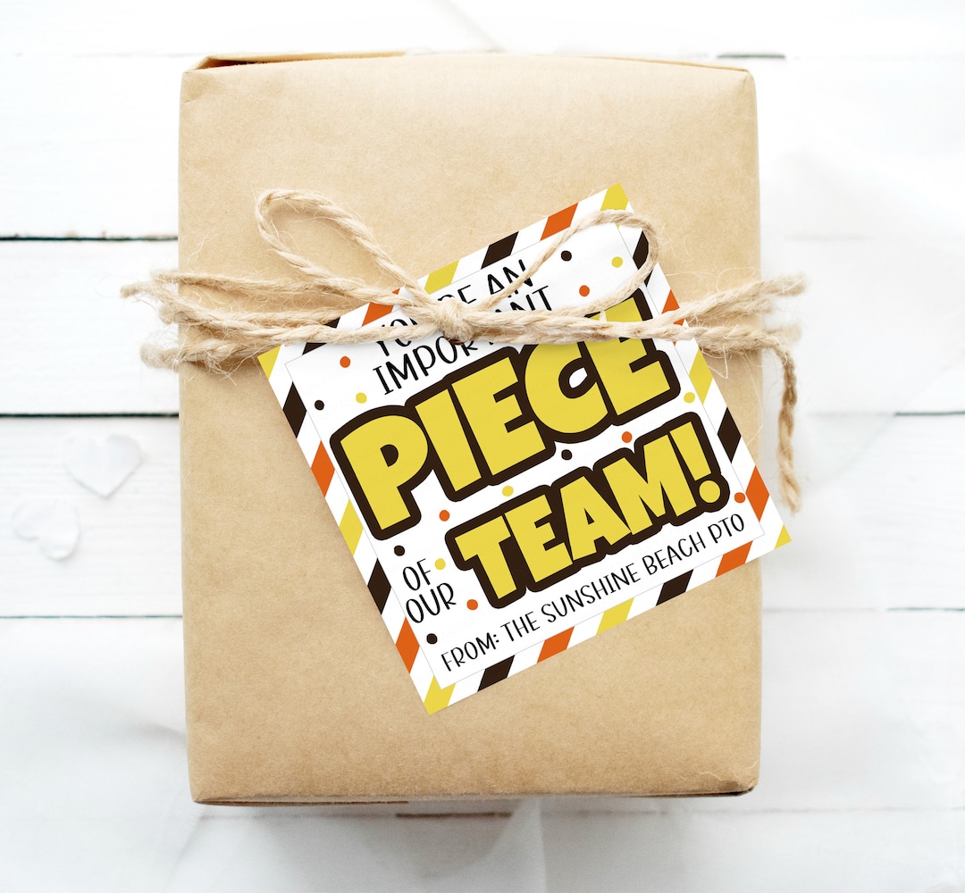 Team Gift Tags, Important Piece Our of Team, Appreciation Candy ...