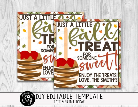 EDITABLE Little Fall Treat Gift Tag, Treat For Someone Sweet Favor Tag ...