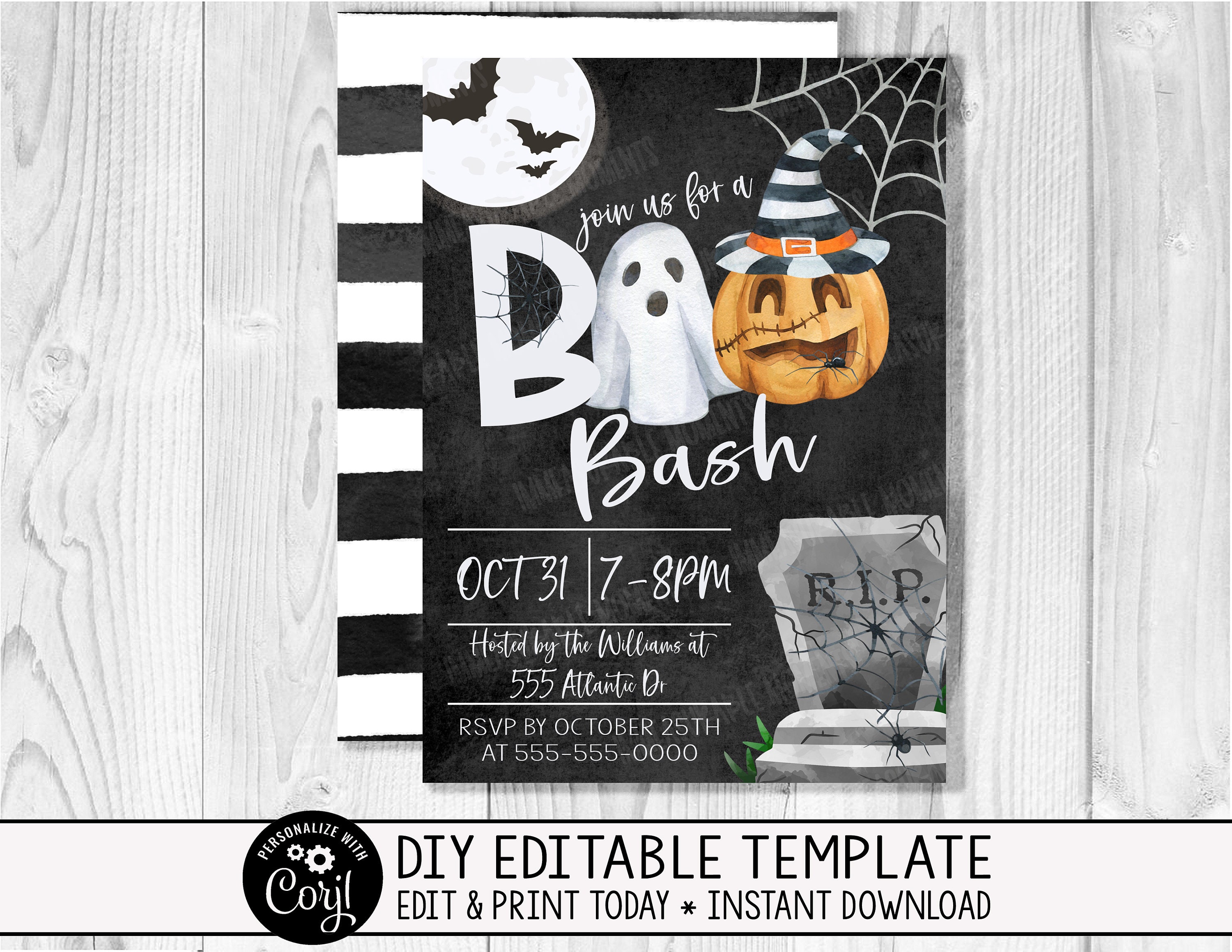 EDITABLE Halloween Boo Bash Party Invitation/Flyer Kids | Etsy
