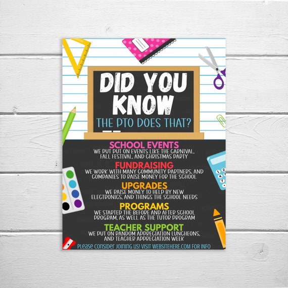 PTO PTA Flyer, Editable Printable Informational Form, Did You Know The ...