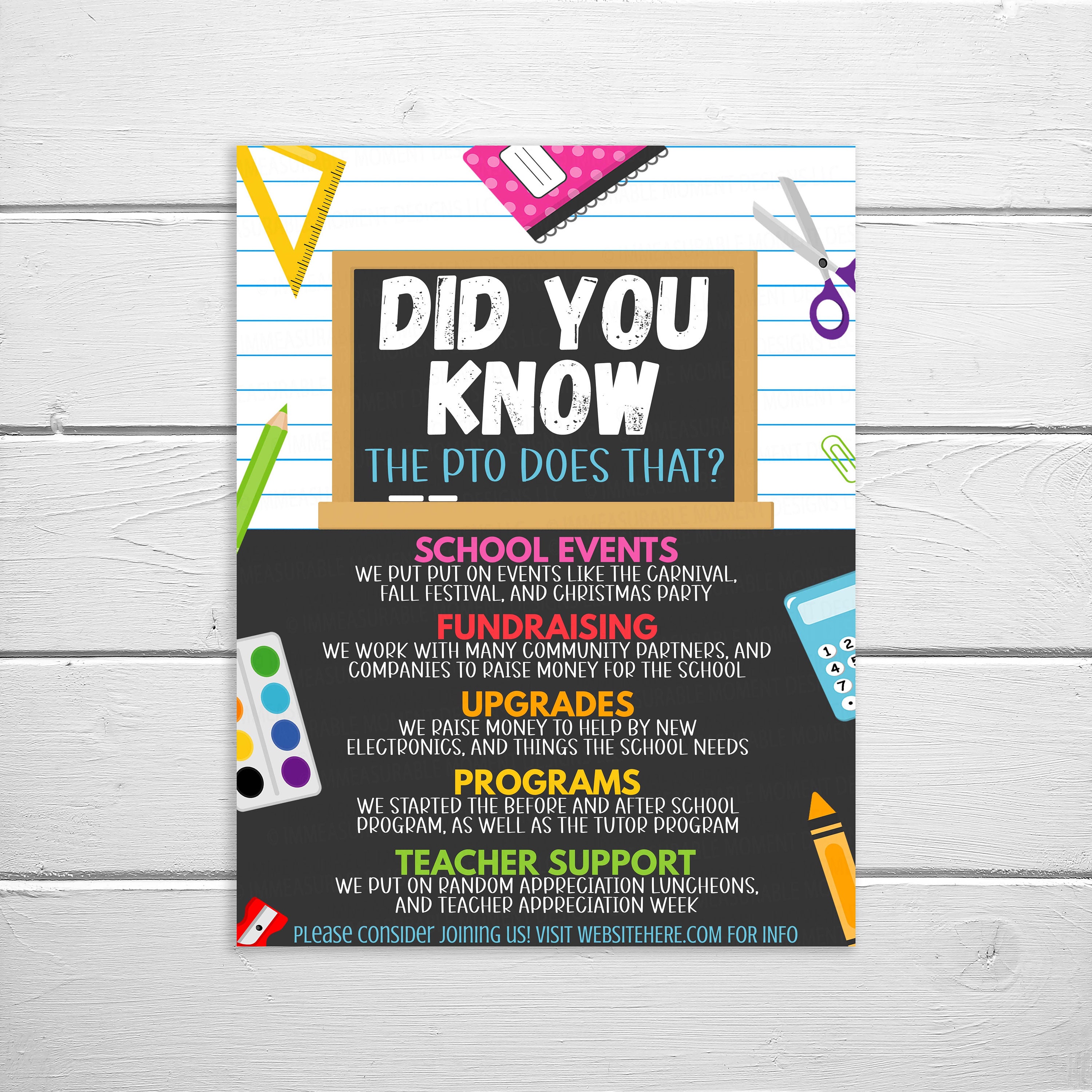 PTO PTA Flyer, Editable Printable Informational Form, Did You Know the ...
