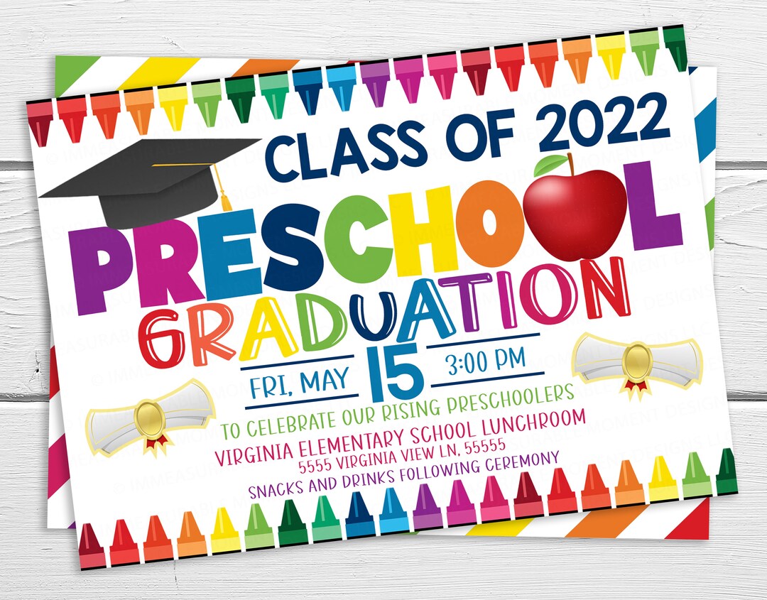 Preschool Graduation Invitation, Prek Announcement Celebration Party ...