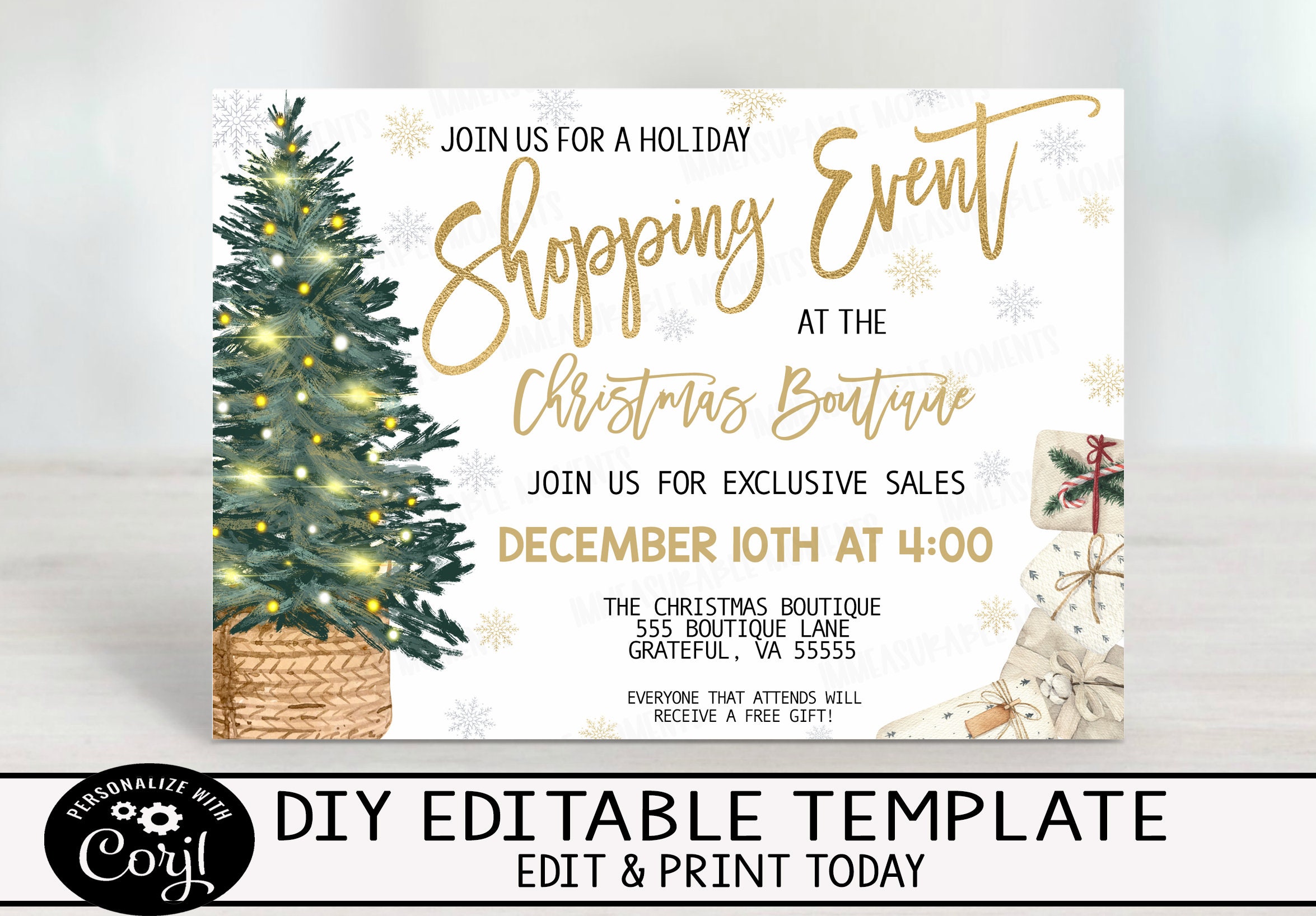 Holiday Shopping Event Invitation Christmas Marketing Flyer - Etsy