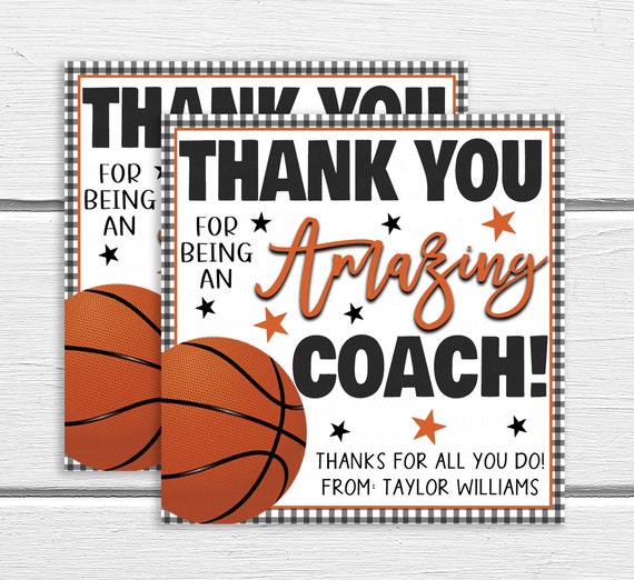 Basketball Coach Gift Tags, Thank You For Being An Amazing Coach ...
