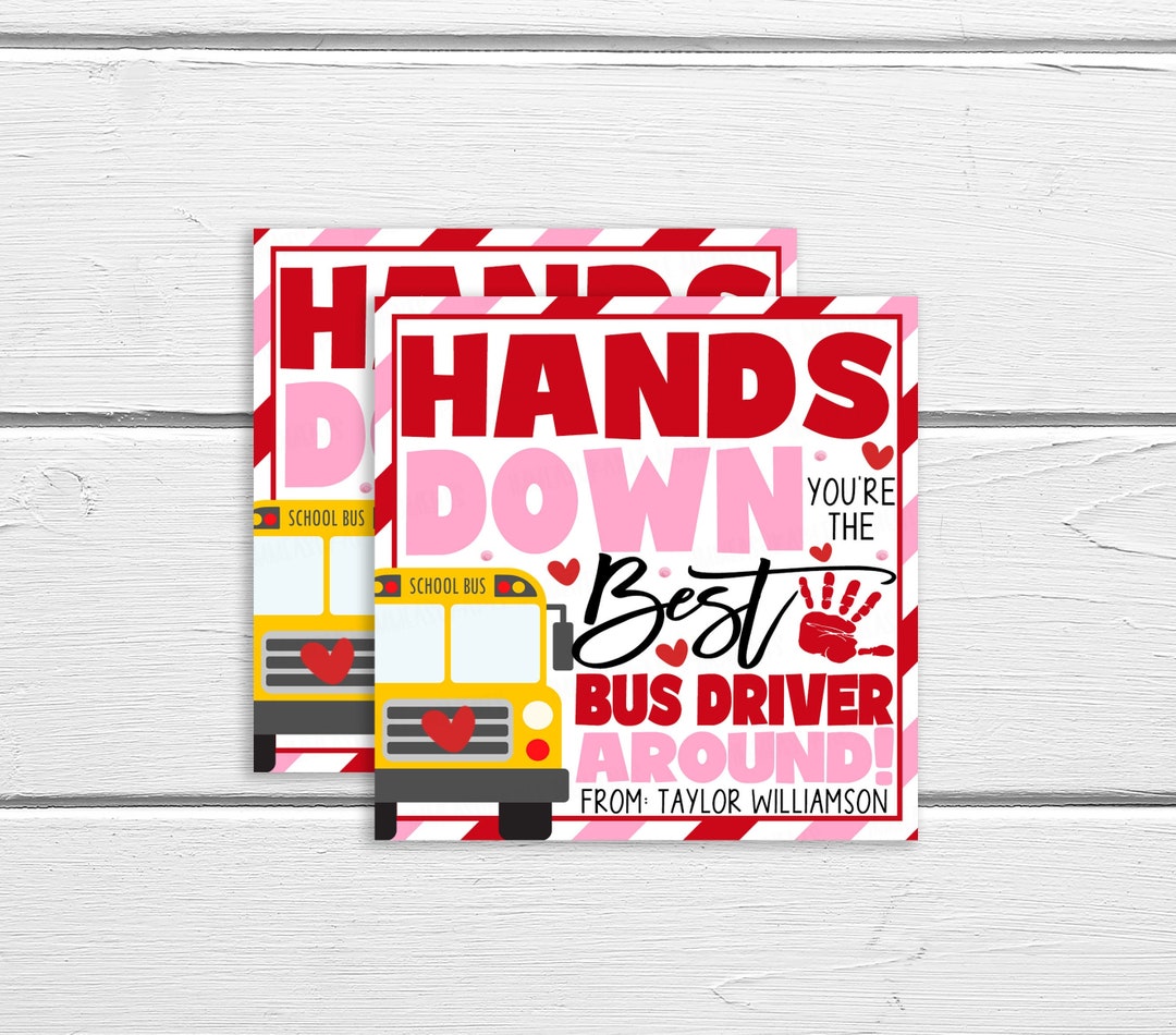 Valentine Bus Driver Gift Tag, Editable Appreciation Tag, Bus Driver ...