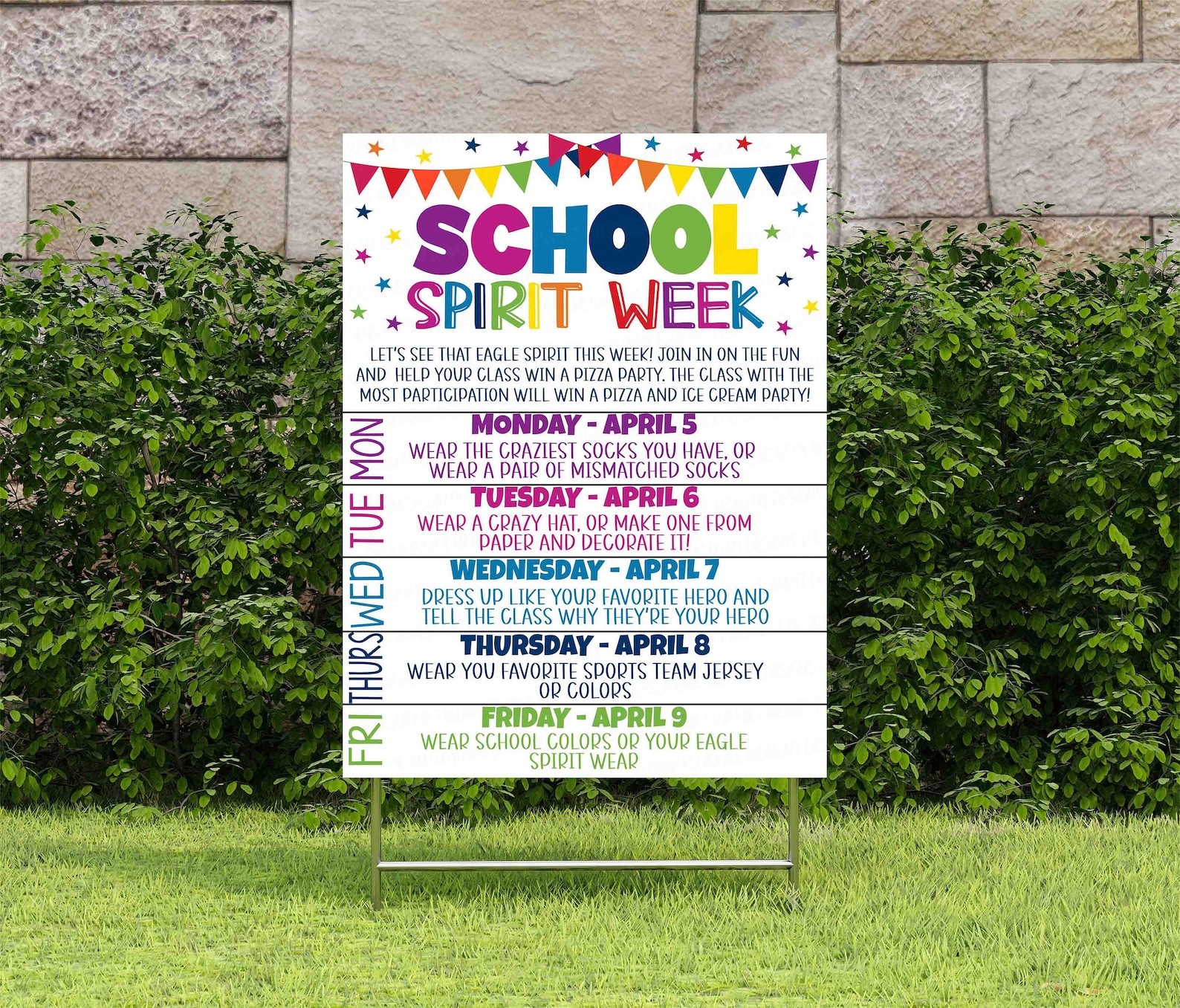 School Spirit Week Itinerary Schedule, School Event Daily Weekly ...