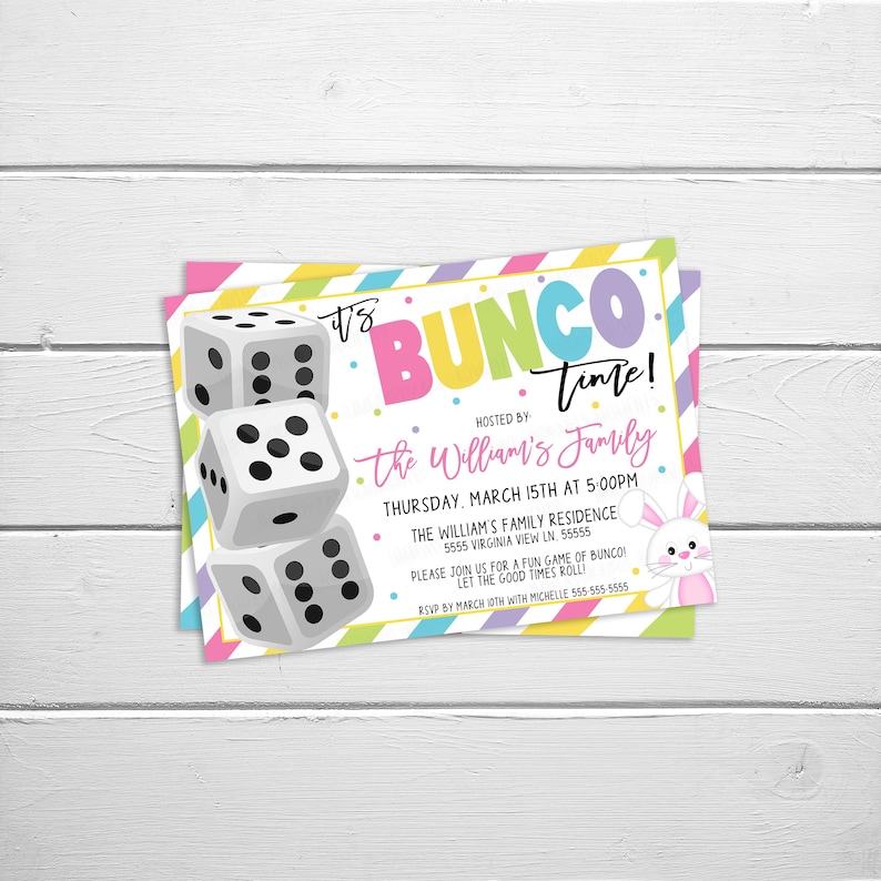 Easter Bunco Night Invitation Flyer Editable Spring Bunco - Etsy